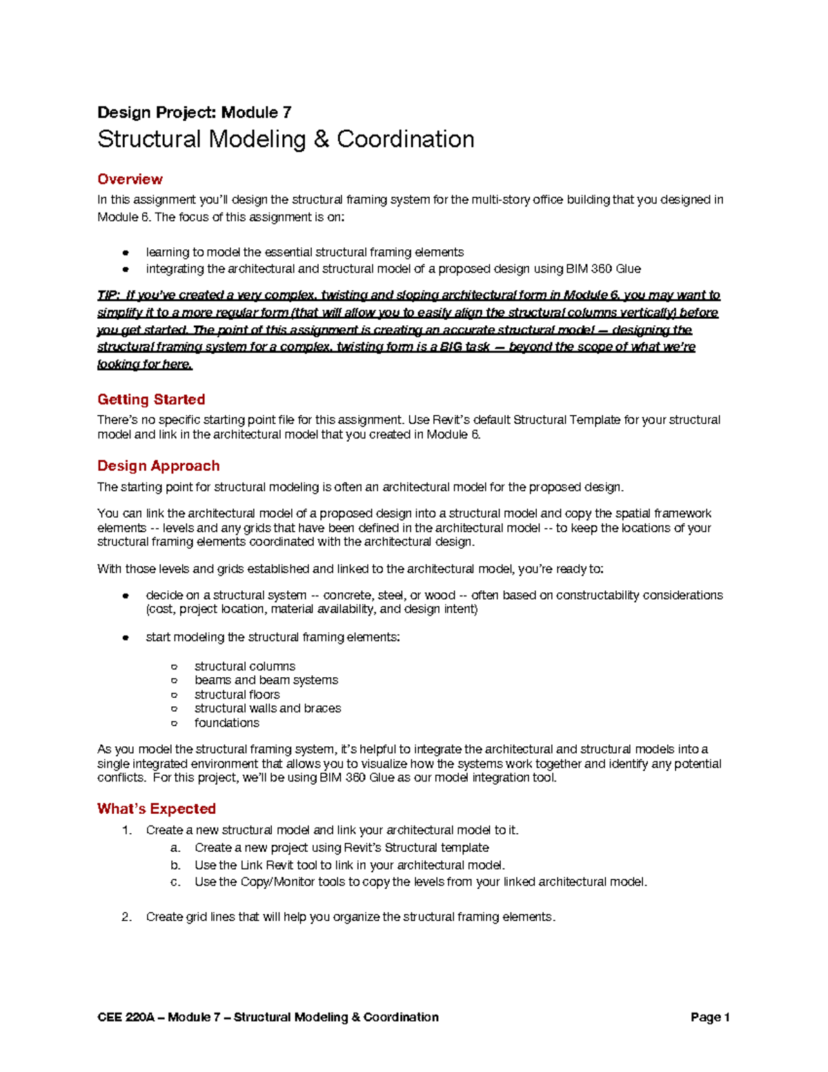 Design Project - Module 7 - Structural Modeling & Coordination - Design ...