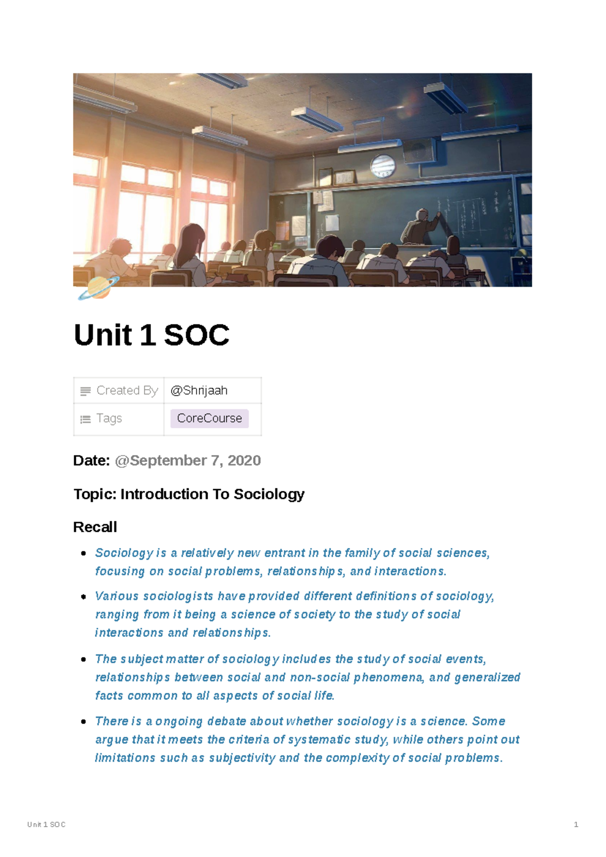 Unit 1 SOC - You can rest assured that the Notes have got you covered ...