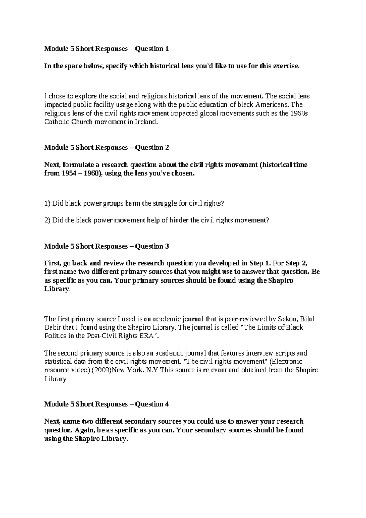 HIS 200 Module 5 short answers - Module 5 Short Responses – Question 1 ...