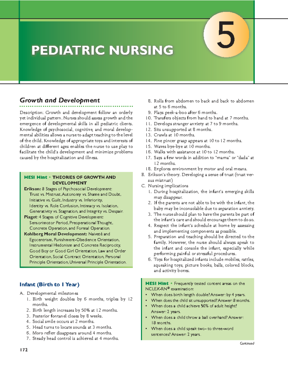 Nclex RN- Pediatrics Section - 172 5 PEDIATRIC NURSING Growth and ...