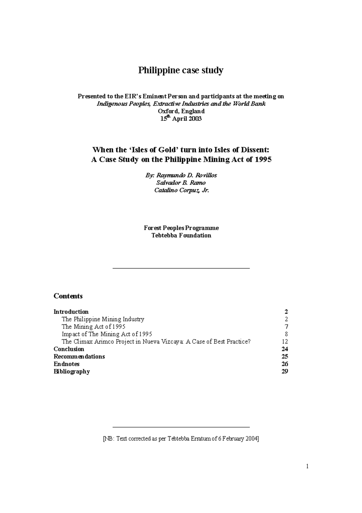 Eirinternatwshopphilippinecaseeng - Philippine case study Presented to ...