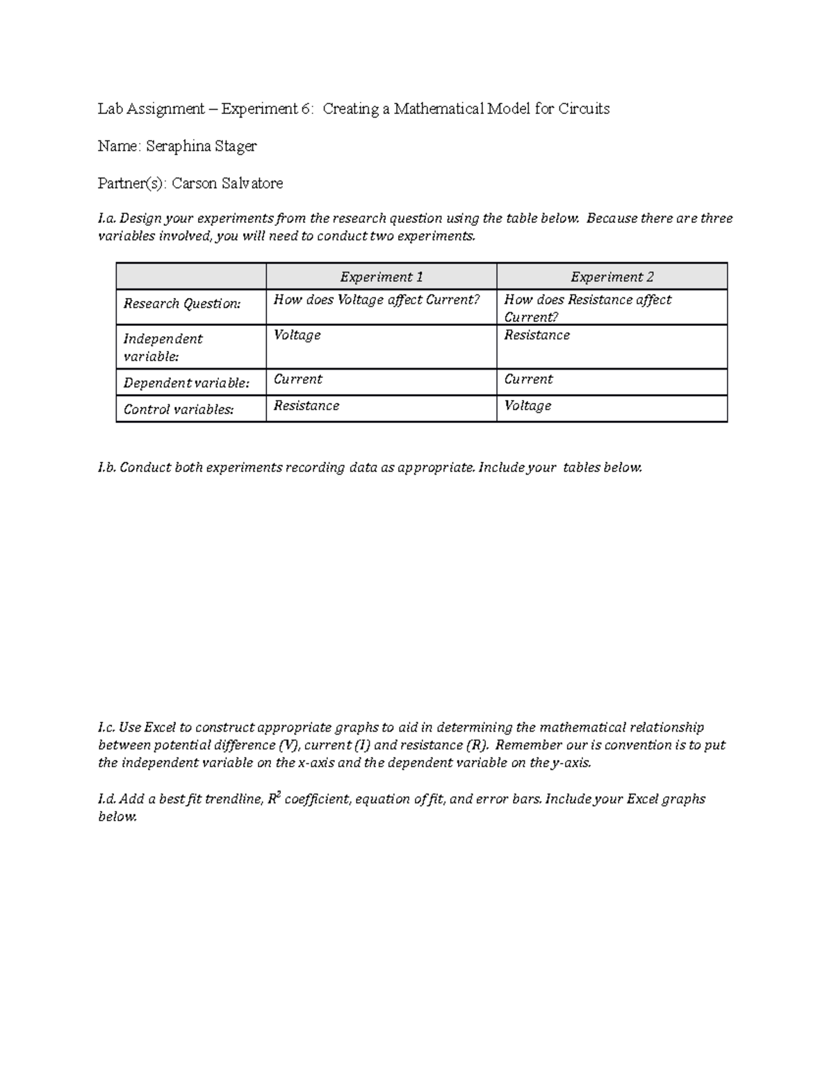 121l Experiment 6 Assignment Ked Lab Assignment Experiment 6 Creating A Mathematical Model