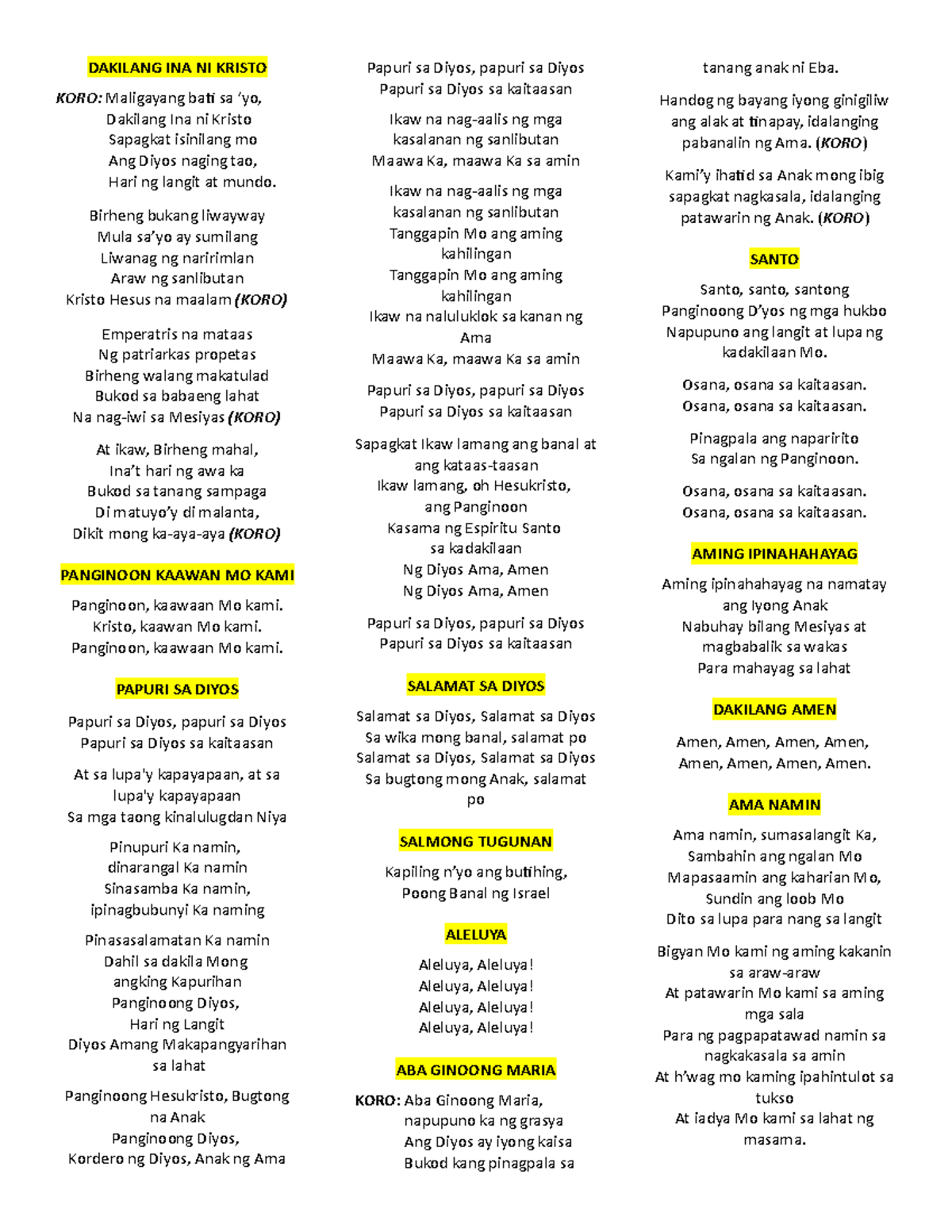 Dakilang INA NI Kristo - HHHHHH - DAKILANG INA NI KRISTO KORO ...