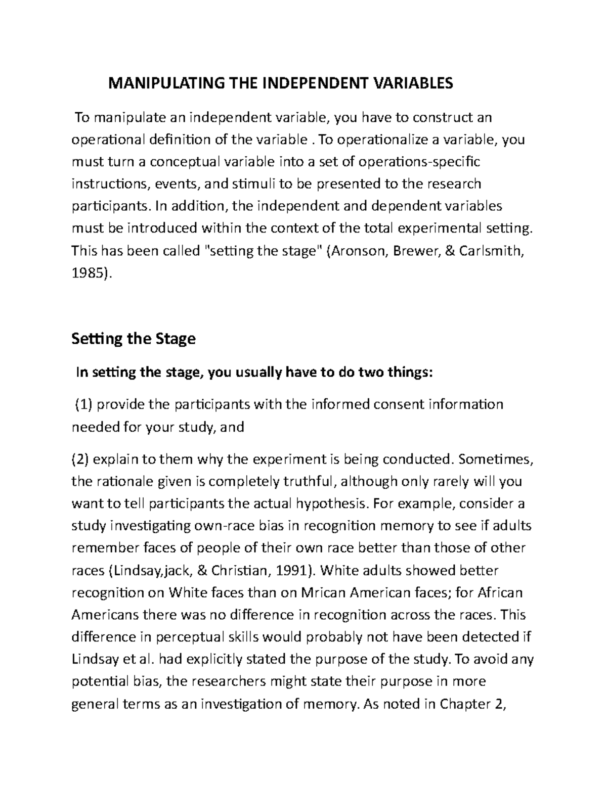 3 Manipulating THE Independent Variables - MANIPULATING THE INDEPENDENT ...