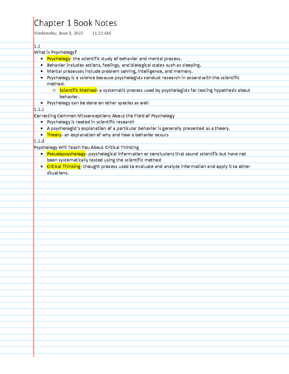 Chapter 1 Notes Part 1 - Chapter 1 Book Notes Wednesday, June 8, 2022 ...
