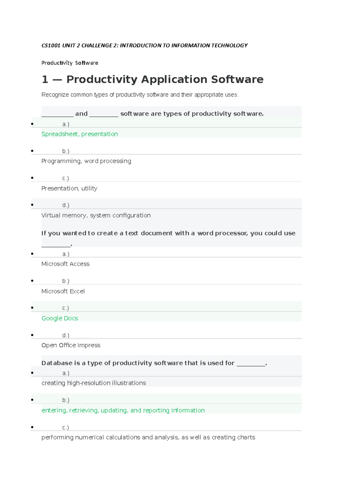 CS1001 UNIT 2 Challenge 2 - CS1001 UNIT 2 CHALLENGE 2: INTRODUCTION TO ...