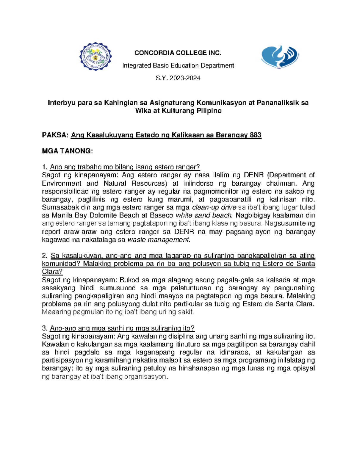 Final Interbyu DONE - This is an official interview. - Interbyu para sa ...