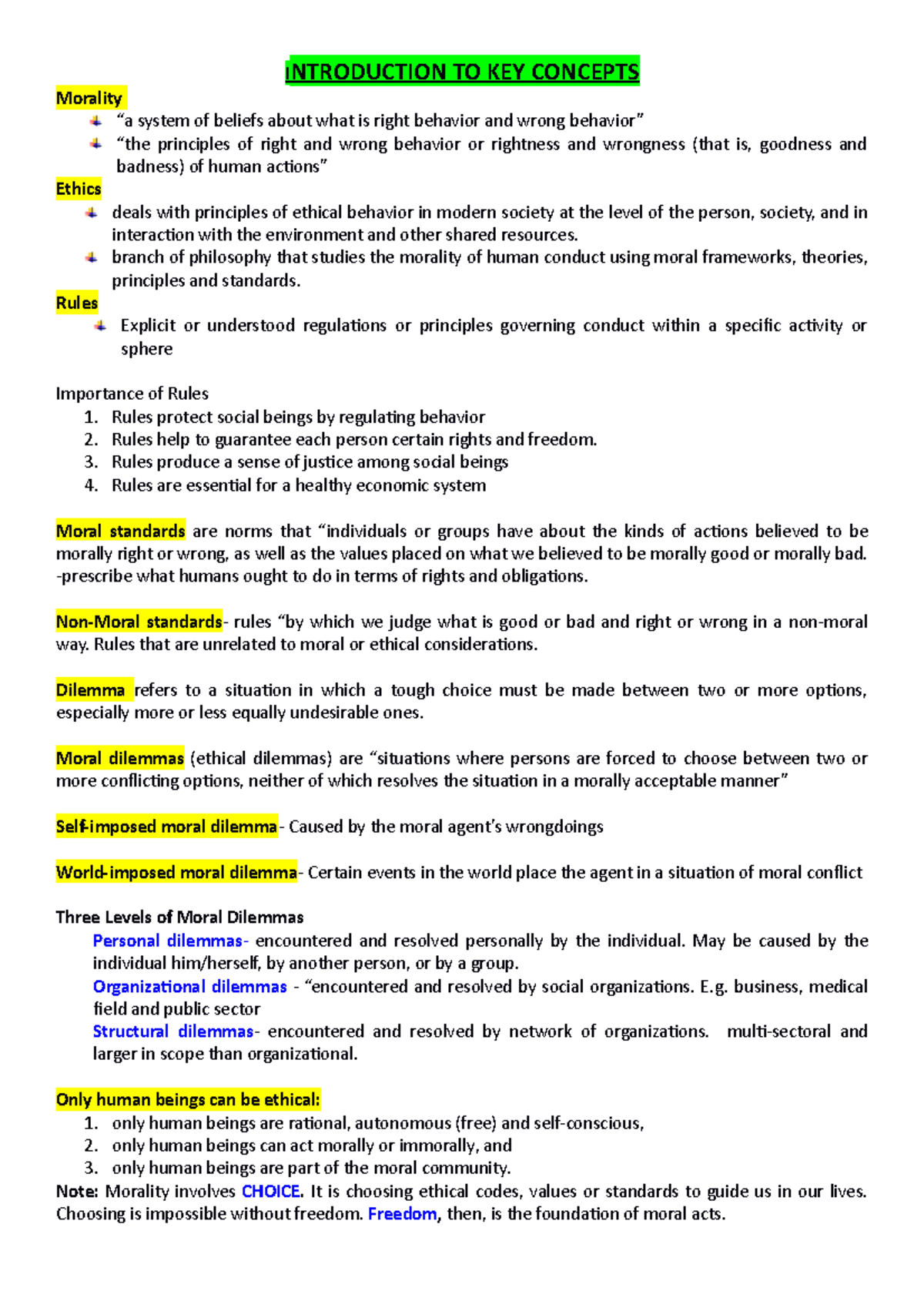 Ethics Key Concepts Morality Introduction To Key Concepts Morality “a System Of Beliefs