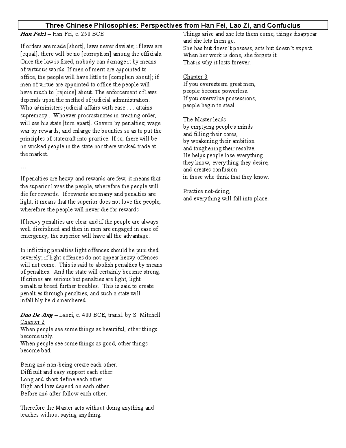 AP world 3 chinese philosophies - Three Chinese Philosophies ...