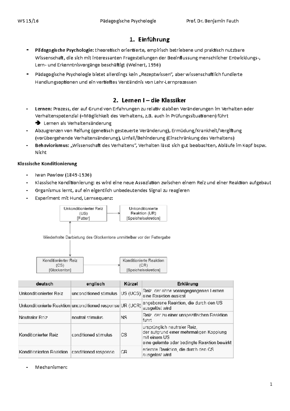 Pädagogische Psychologie - WS Psychologie Prof. Dr. Benjamin Fauth 1 ...