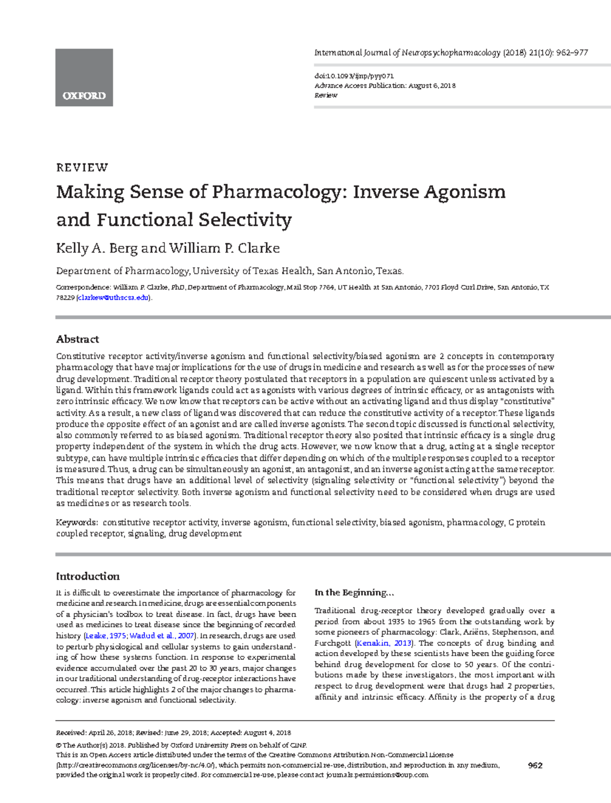 2 Berg 2018 Making Sense of Pharmacology Inverse Agonism and Functional ...