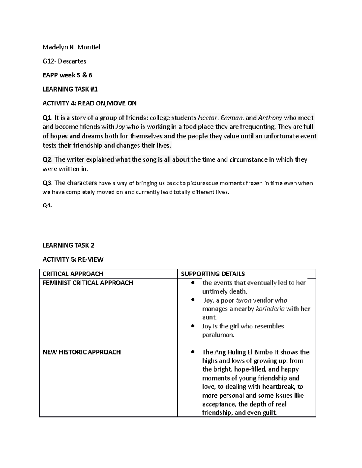EAPP 5 & 6 - hfffffff - Madelyn N. Montiel G12- Descartes EAPP week 5 ...