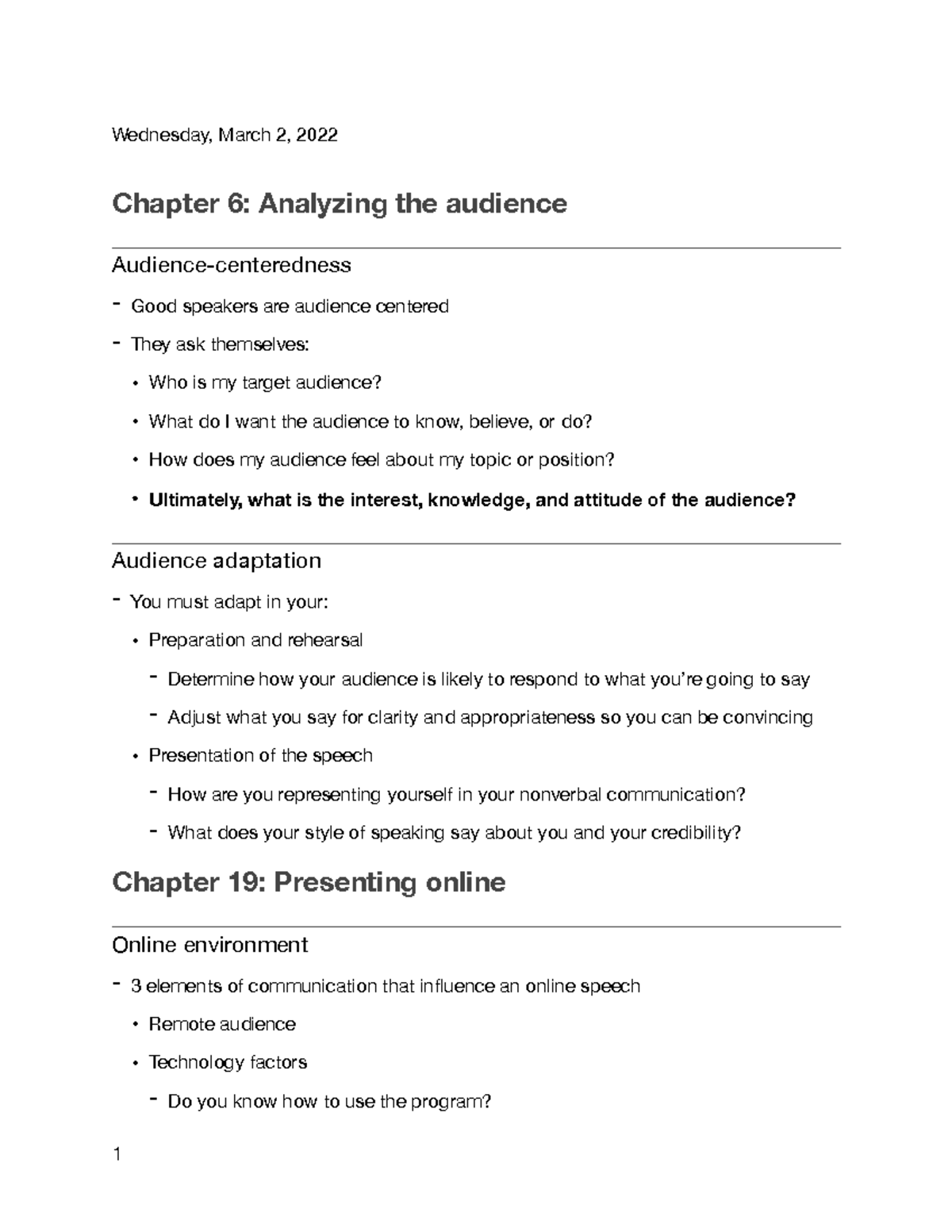 Speech Lecture 3-2 - Wednesday, March 2, 2022 Chapter 6: Analyzing the ...
