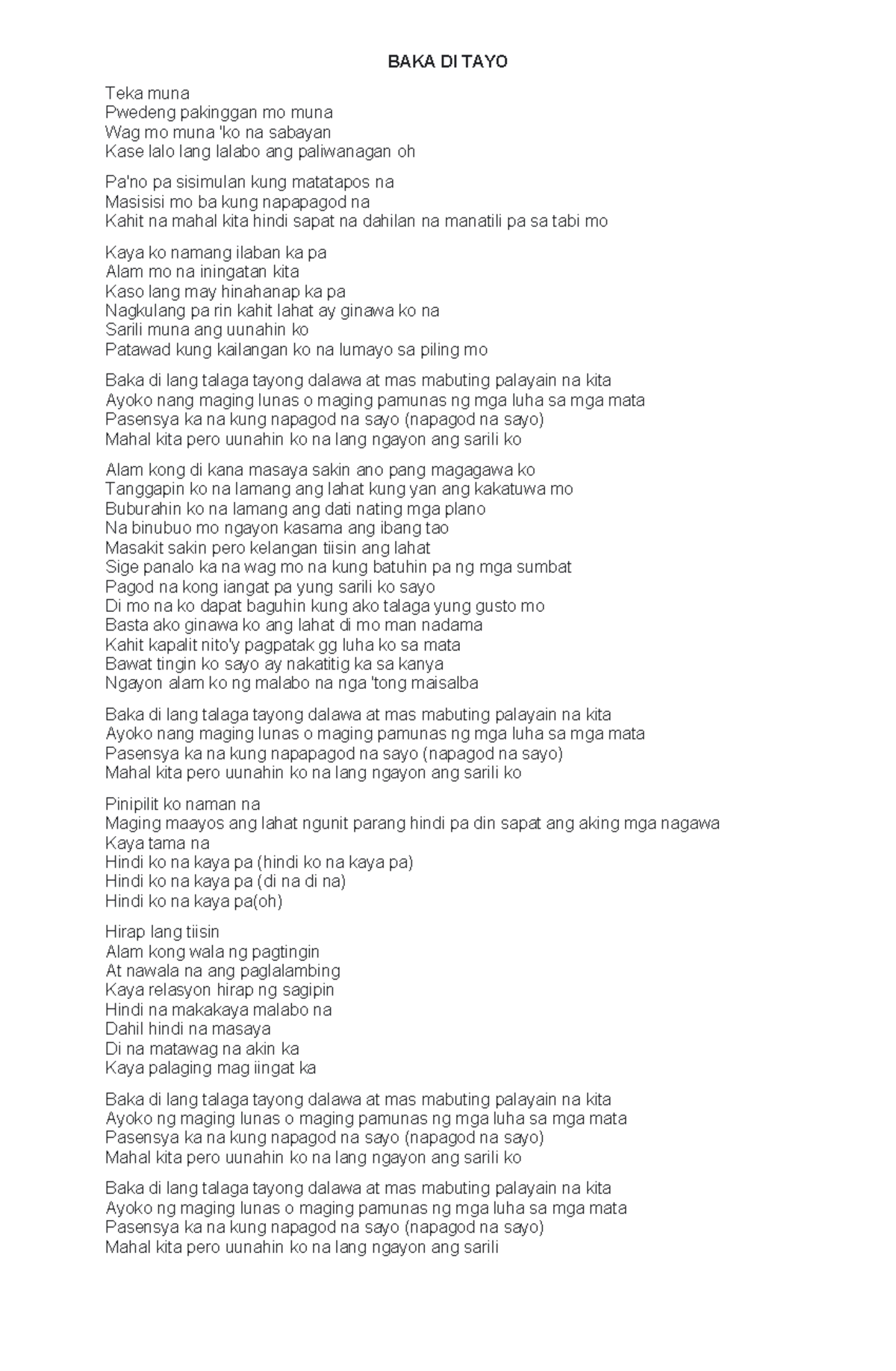 BAKA DI TAYO - gives important details - BAKA DI TAYO Teka muna Pwedeng ...