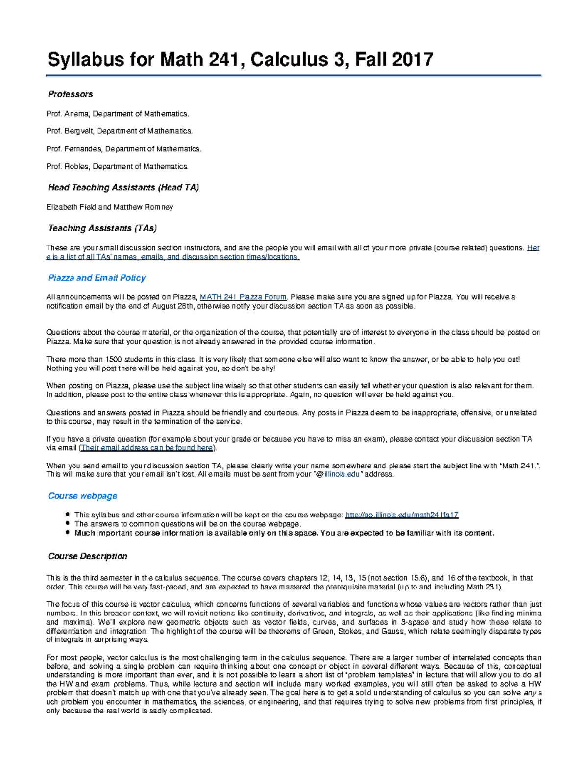 Syllabus - Lecture notes 1 - Syllabus for Math 241, Calculus 3, Fall ...