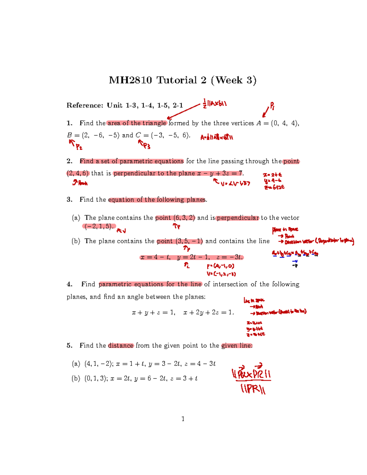 Tutorial 2 solution - MH2810 Tutorial 2 (Week 3) Reference: Unit 1-3, 1-4, 1-5, 2- 1. Find the ...