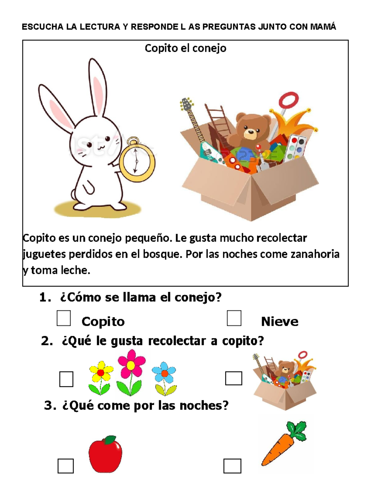 🌟 Cuentos Cortos CON Pictogramas - Copito el conejo Copito es un conejo ...