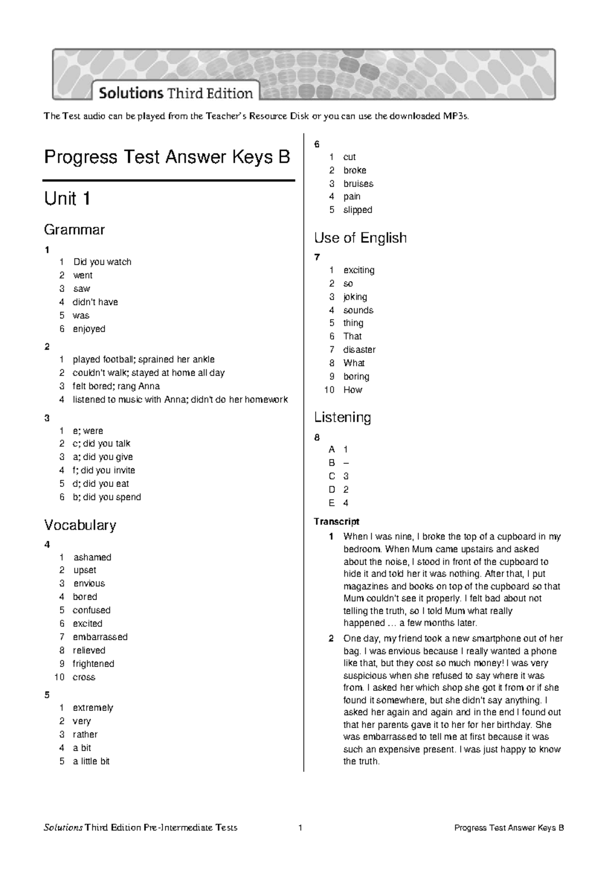 Sol3e preint progress test answer keys b - Progress Test Answer Keys B ...