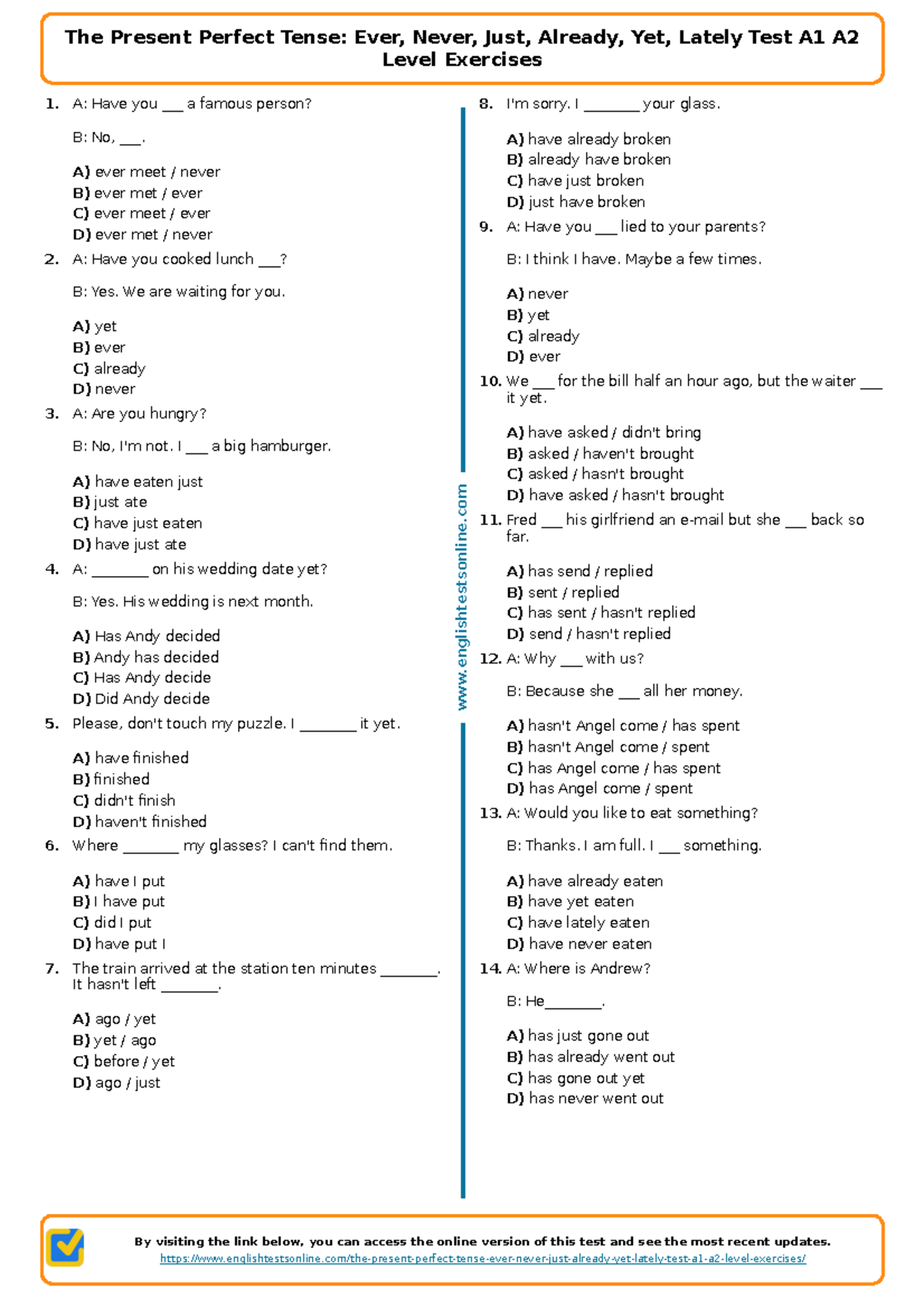 438 the-present-perfect-tense-ever-never-just-already-yet-lately-test ...