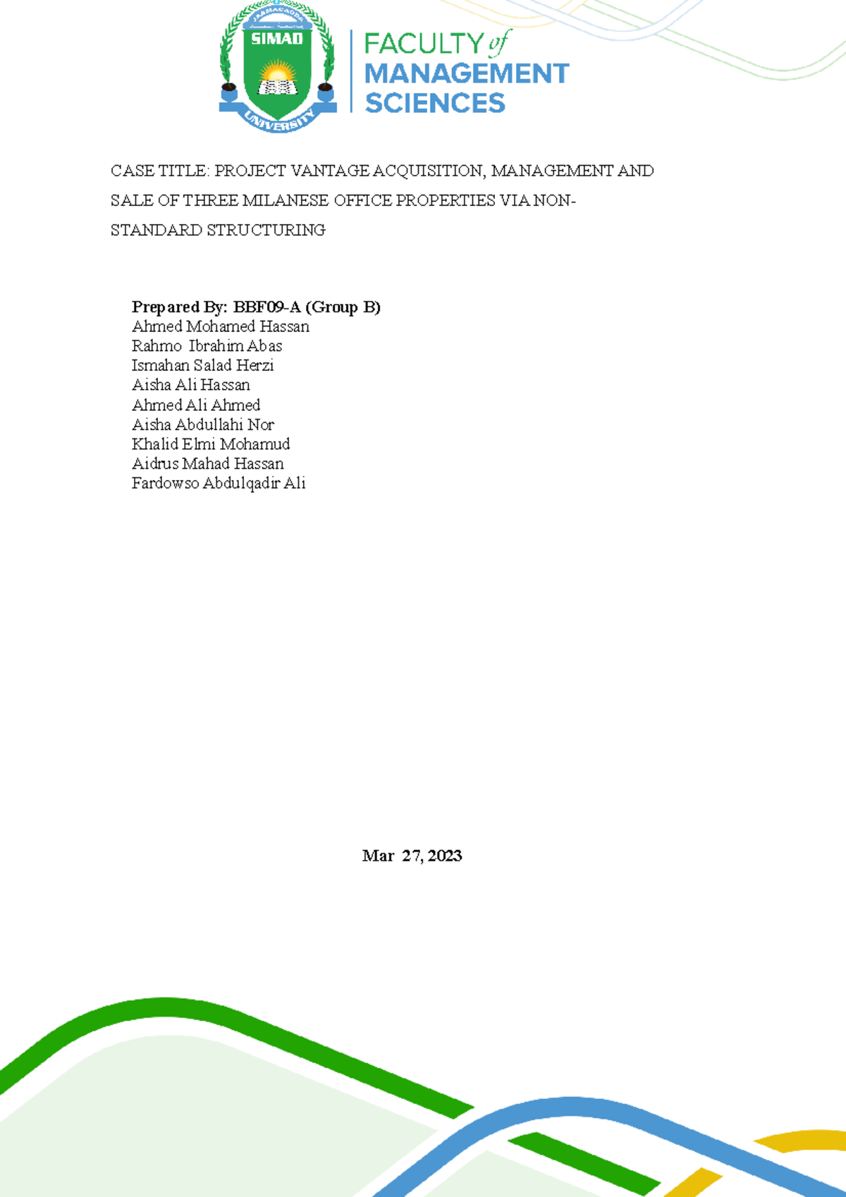 Realestate (B) - +252 619 924646 +252 185 8511 simad.edu Main Campus ...