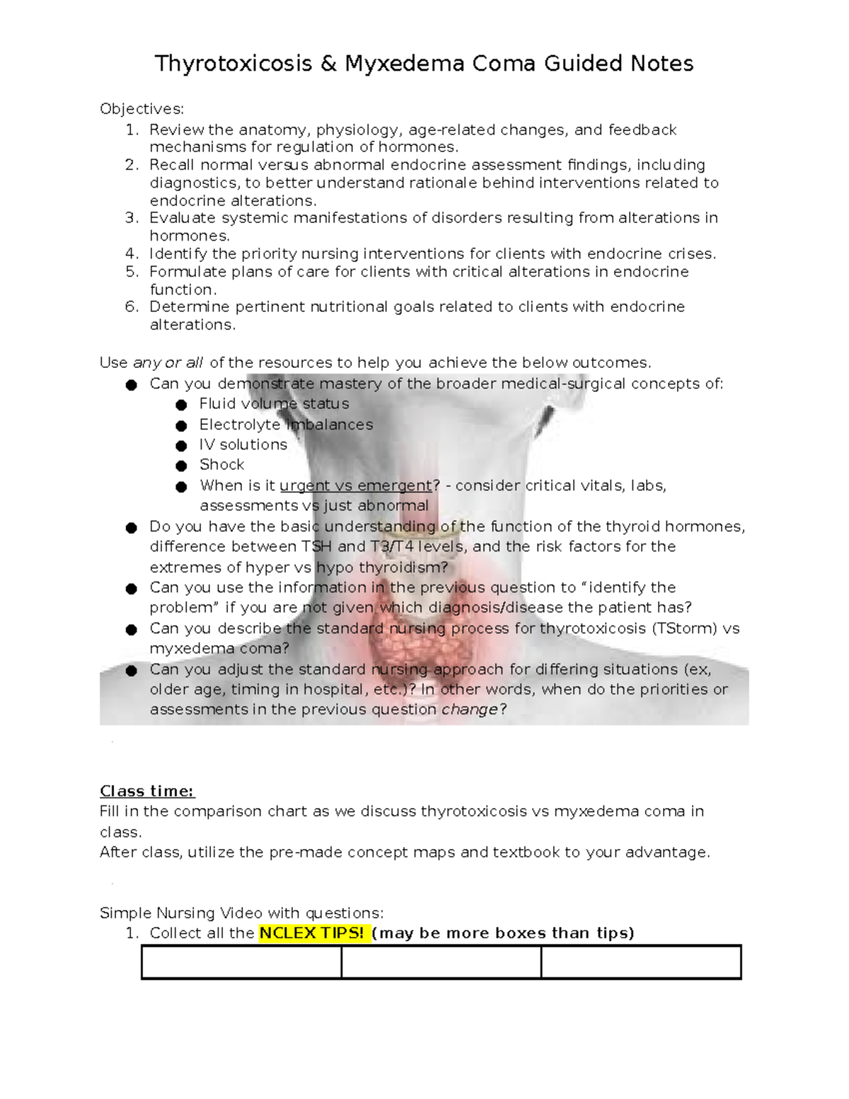 Guided notes - TStorm and Myx Coma - Objectives: 1. Review the anatomy ...