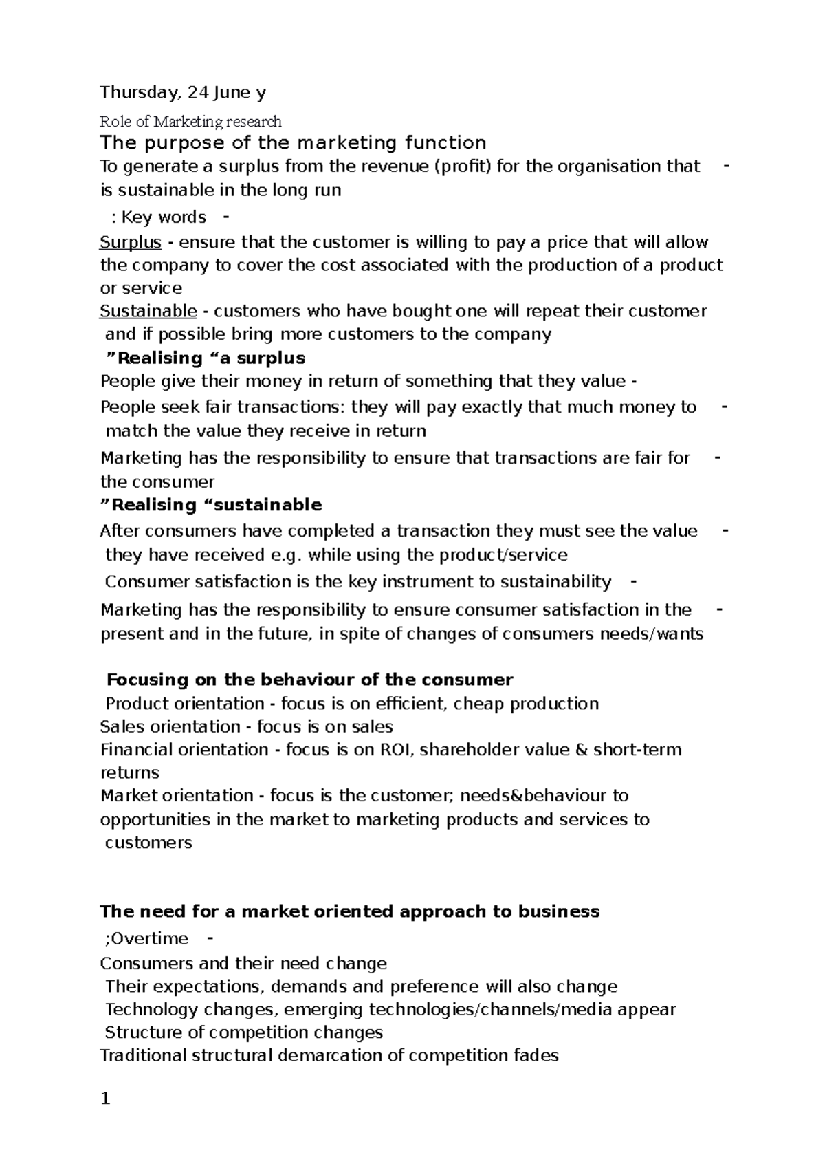 Role of marketing research - Role of Marketing research The purpose of ...