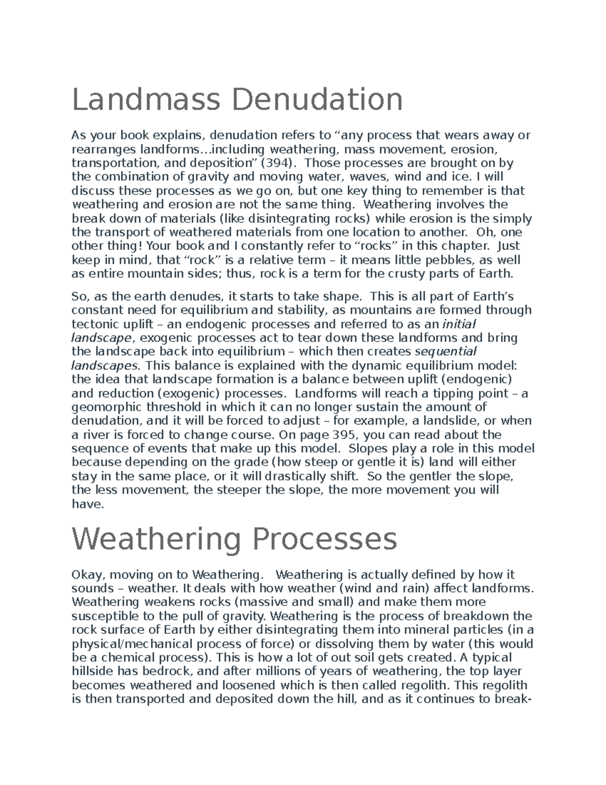 M012 - Geo - Landmass Denudation As your book explains, denudation ...