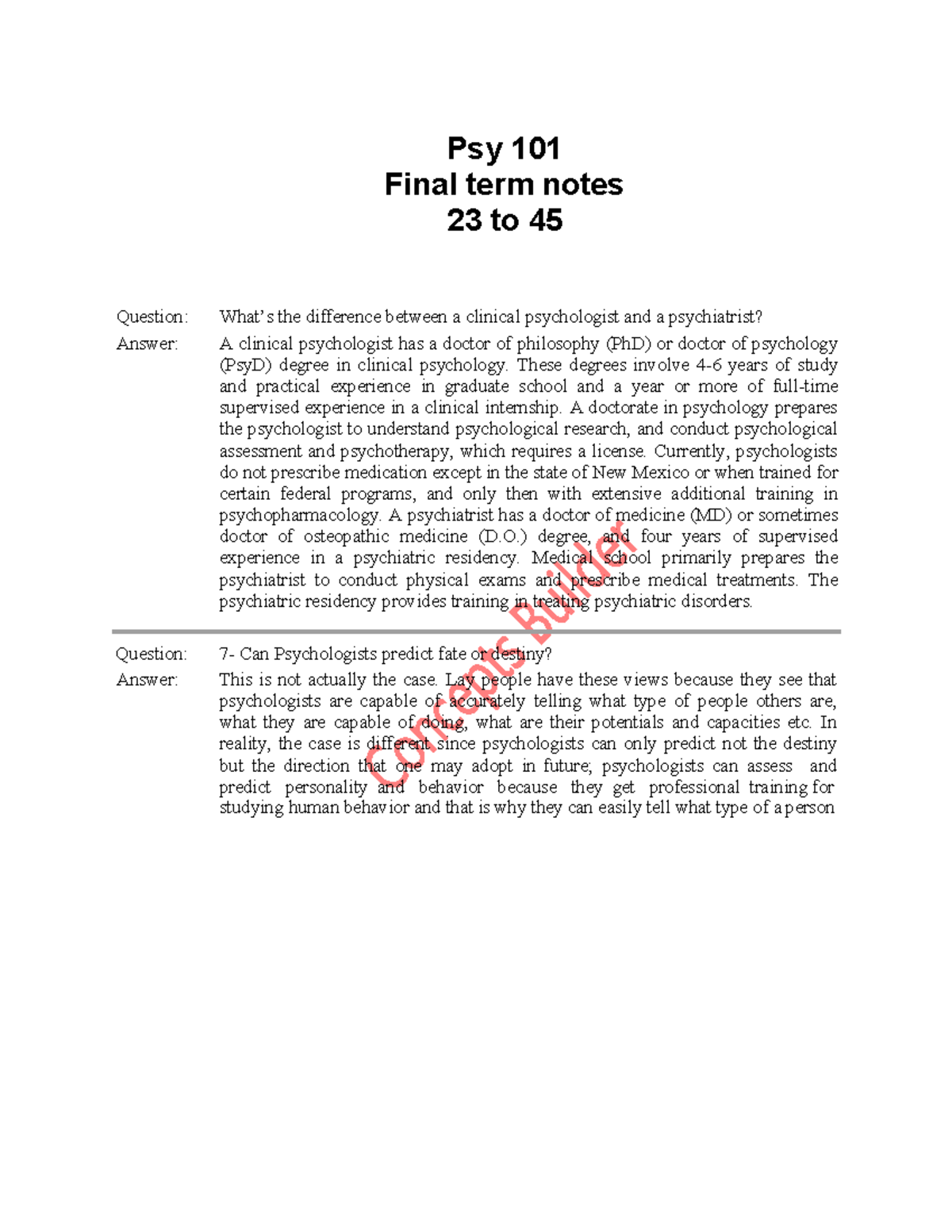 Psy 101 final term notes by concepts - Psy 101 Final term notes 23 to ...