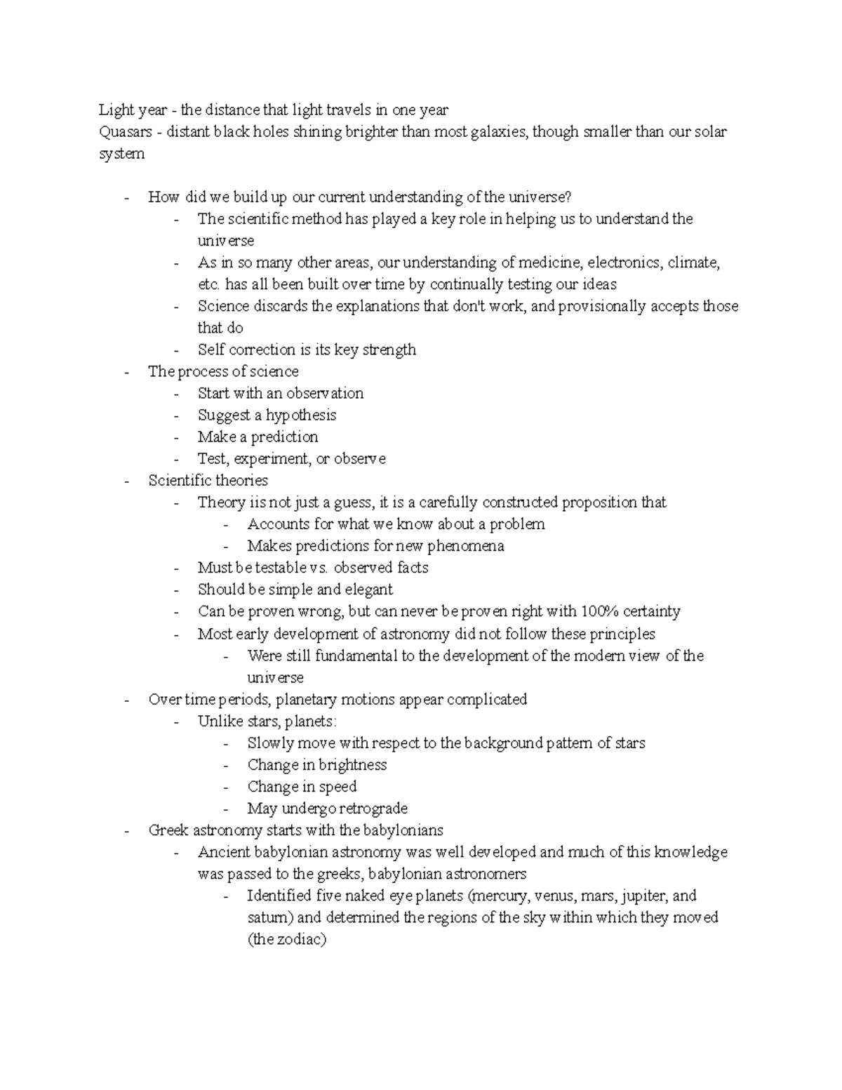 Astronomy - full semester notes for astro 89 - Light year - the ...