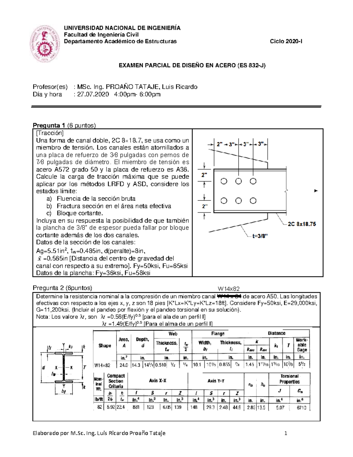 Examen Parcial - ES-832J - 2020 - I - UNIVERSIDAD NACIONAL DE ...