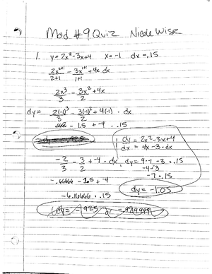 Quiz Applied Calculus I MA 1100 - MA 1100 - Studocu
