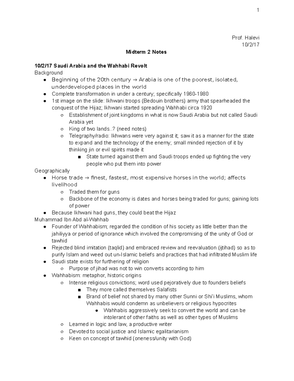 Midterm 2 Notes - 1 Prof. Halevi 10/2/17 Midterm 2 Notes 10/2/17 Saudi ...