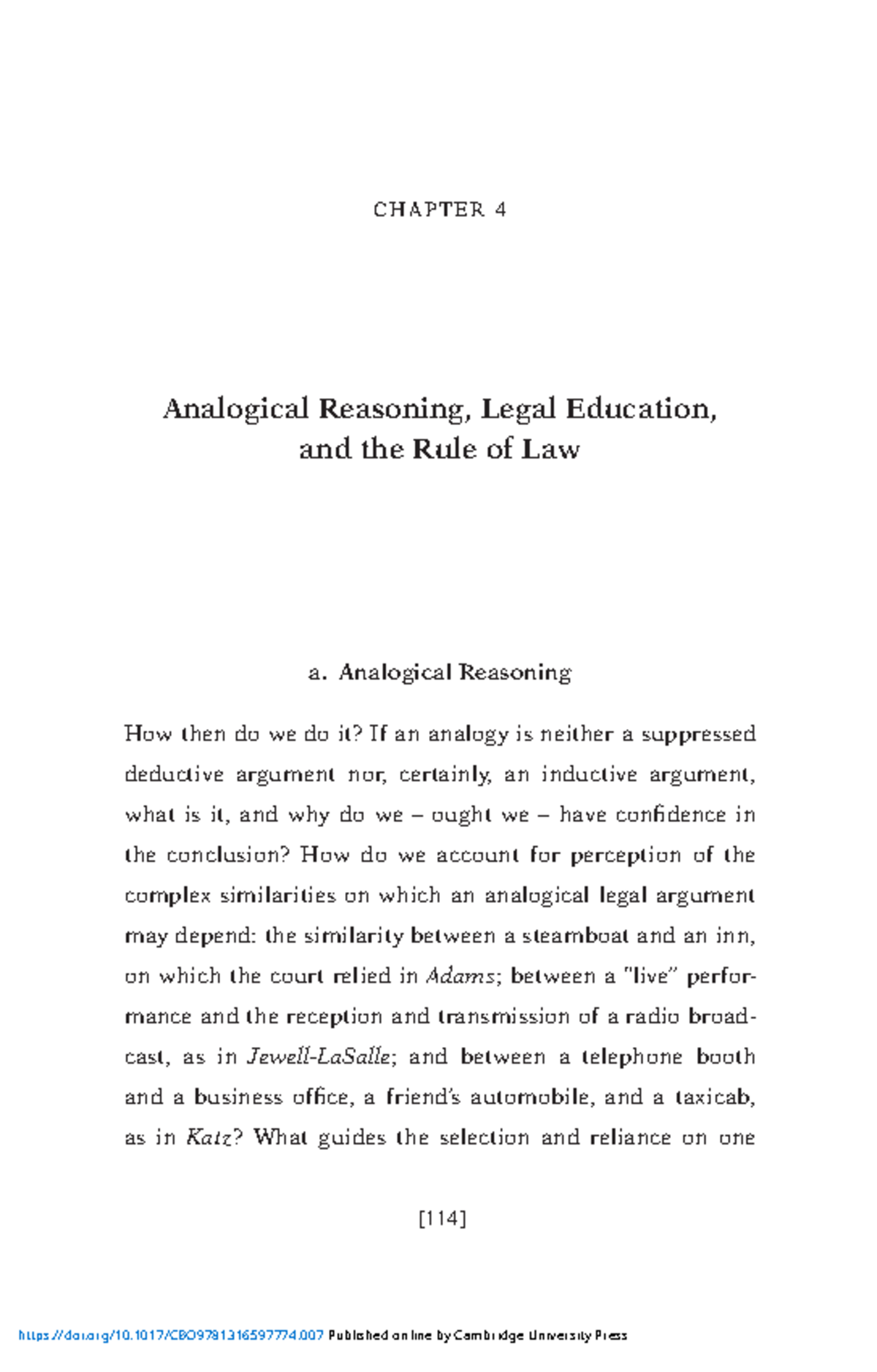 Analogical reasoning legal education and the rule of law 4 - [114] 114 ...