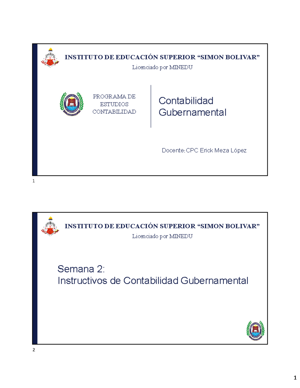 Semana 2 Instructivos Contables - Licenciado por MINEDU PROGRAMA DE ESTUDIOS CONTABILIDAD - Studocu