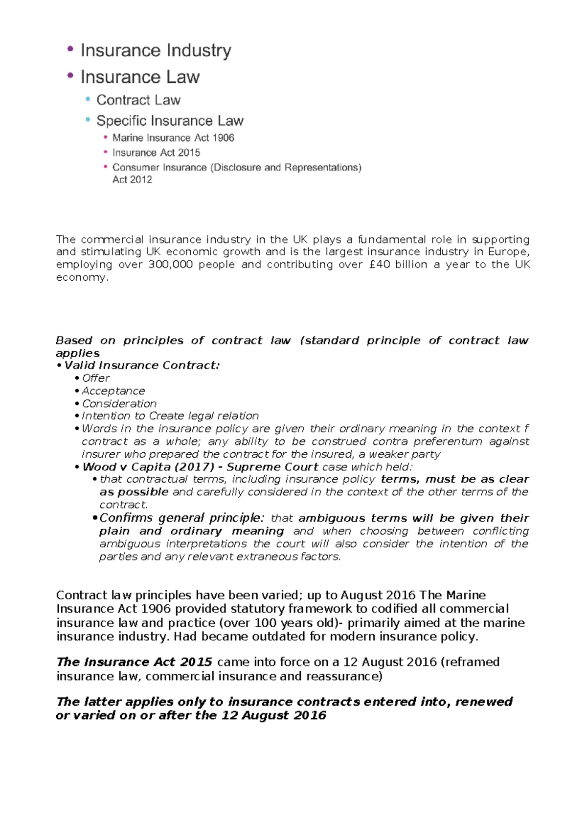 Insurance Law - lecture 1 - The commercial insurance industry in the UK ...