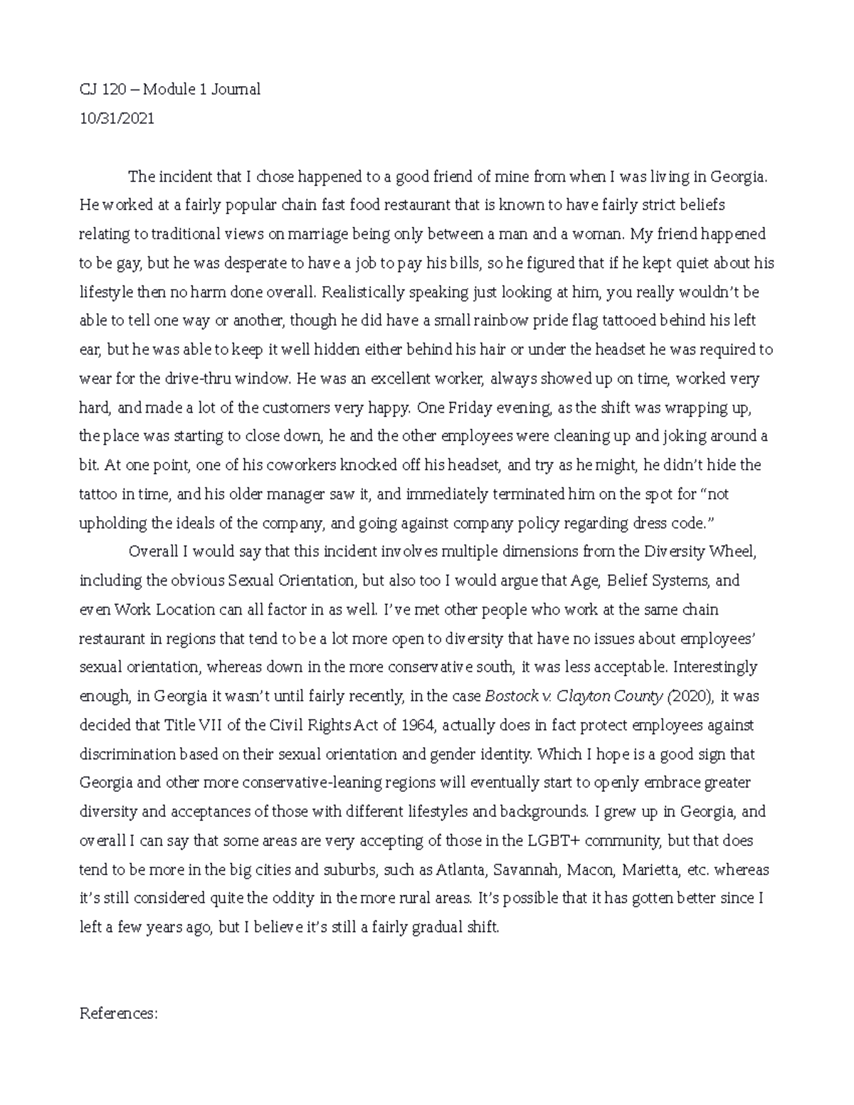 CJ 120 - Module 1 Journal - CJ 120 – Module 1 Journal 10/31/ The ...