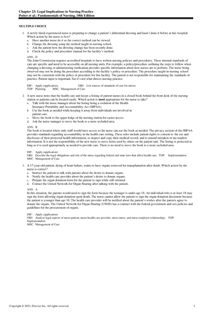 Exam View - Chapter 22 - Chapter 22: Ethics and Values Potter et al.: Fundamentals of Nursing ...