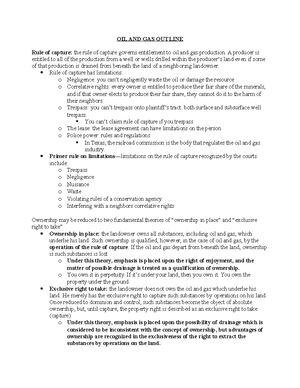Oil and Gas Notes - Oil and Gas Industry: Overview: • The oil and gas ...