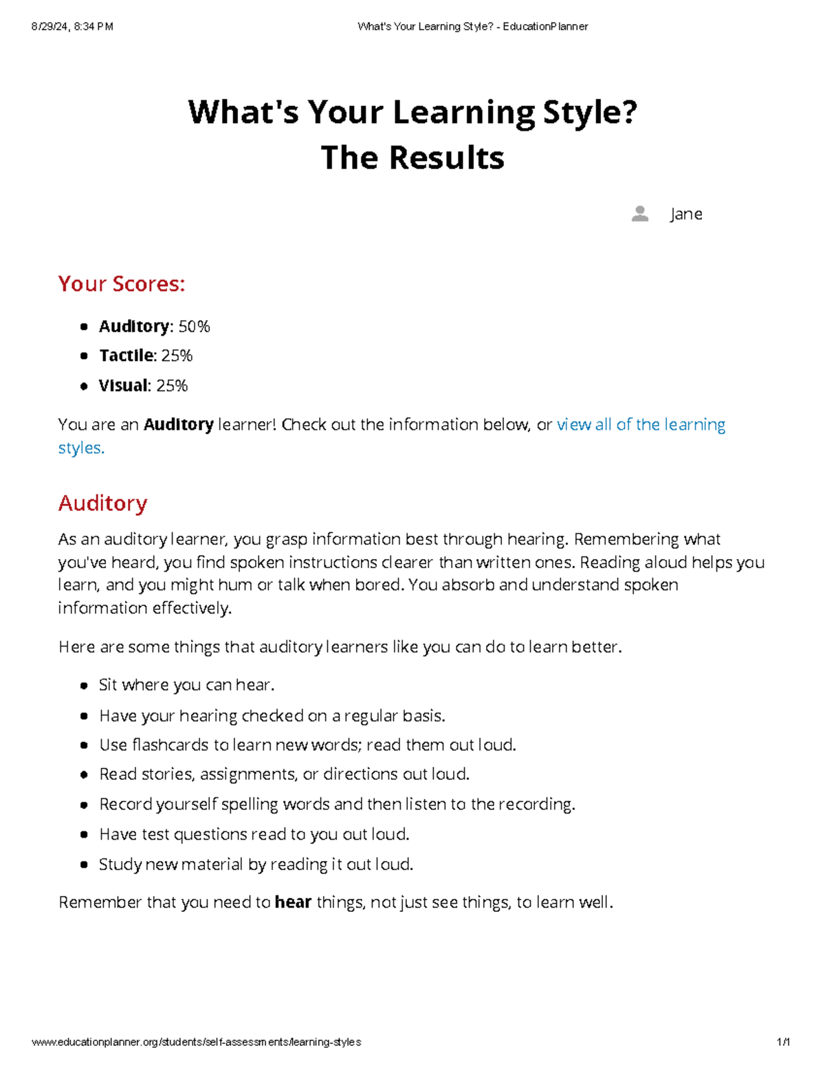 What's Your Learning Style - Education Planner - What's Your Learning ...