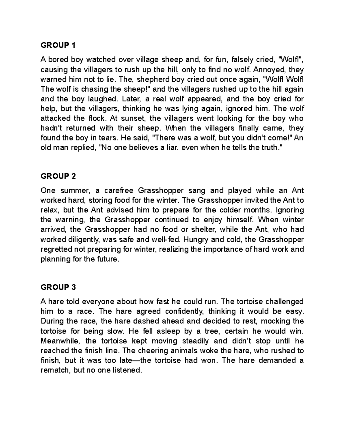 Short Story - GROUP 1 A bored boy watched over village sheep and, for ...