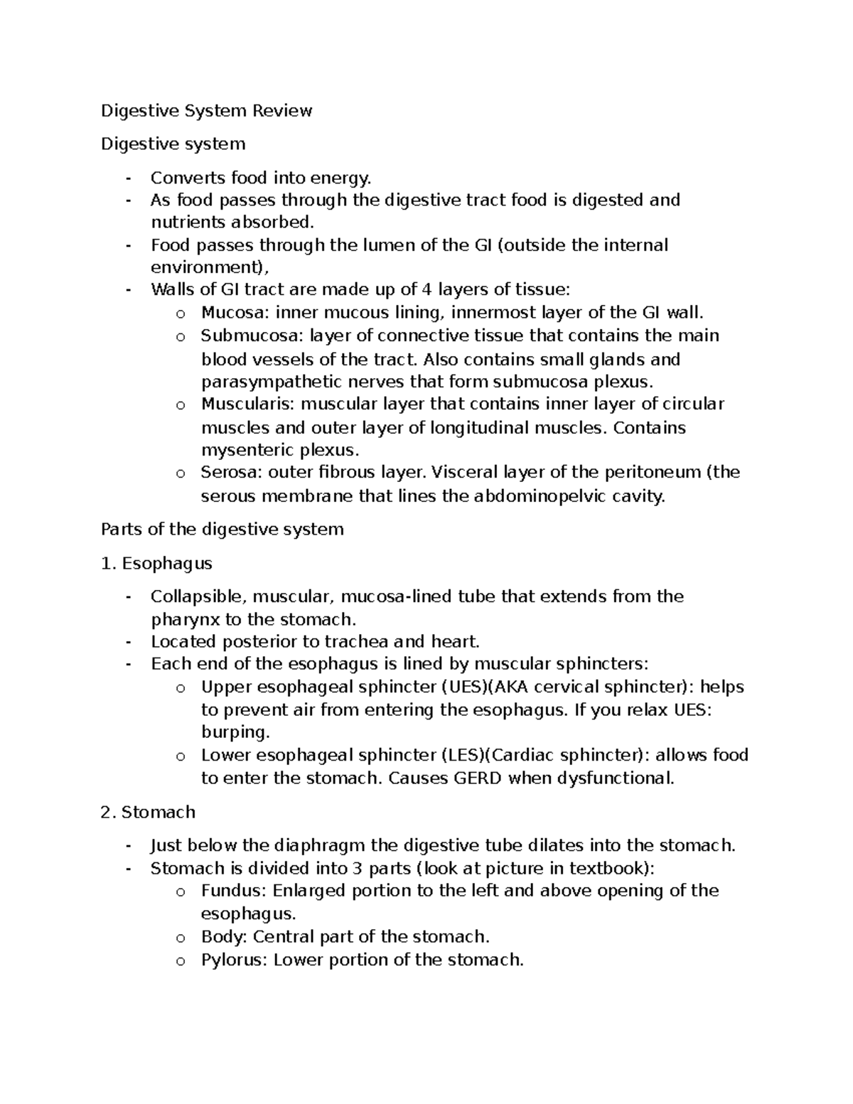 Digestive System Review - Digestive System Review Digestive system ...