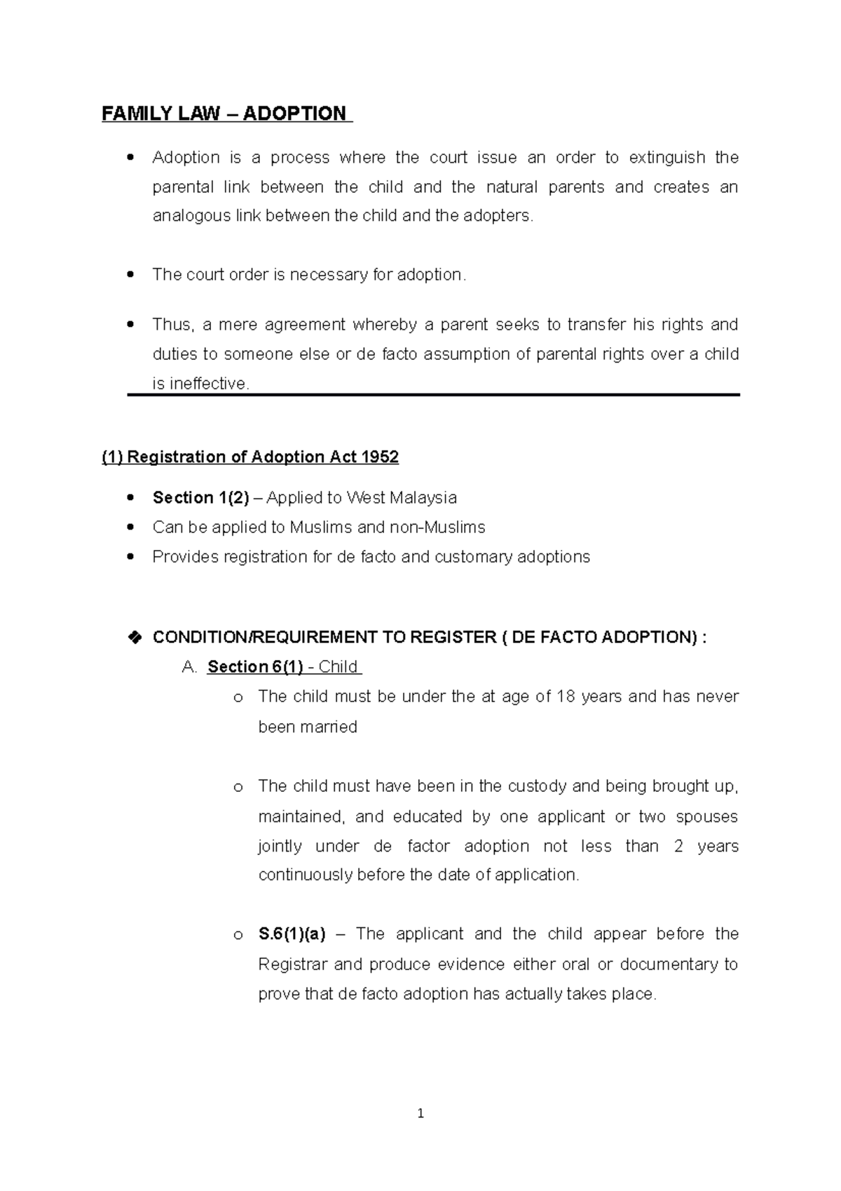 Family Law - Adoptions - FAMILY LAW – ADOPTION Adoption is a process ...