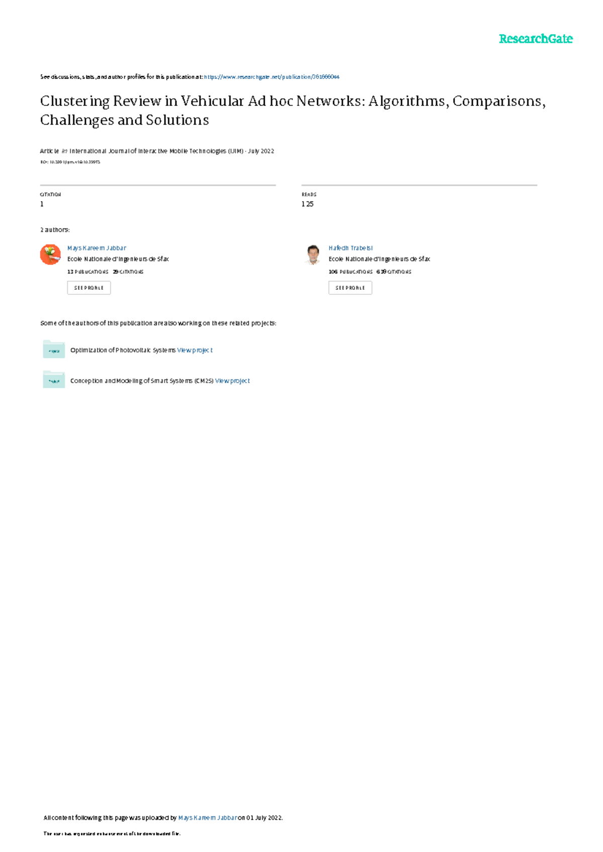 25 Clustering Reviewin Vehicular Adhoc Networks Algorithms Comparisons Challengesand Solutions