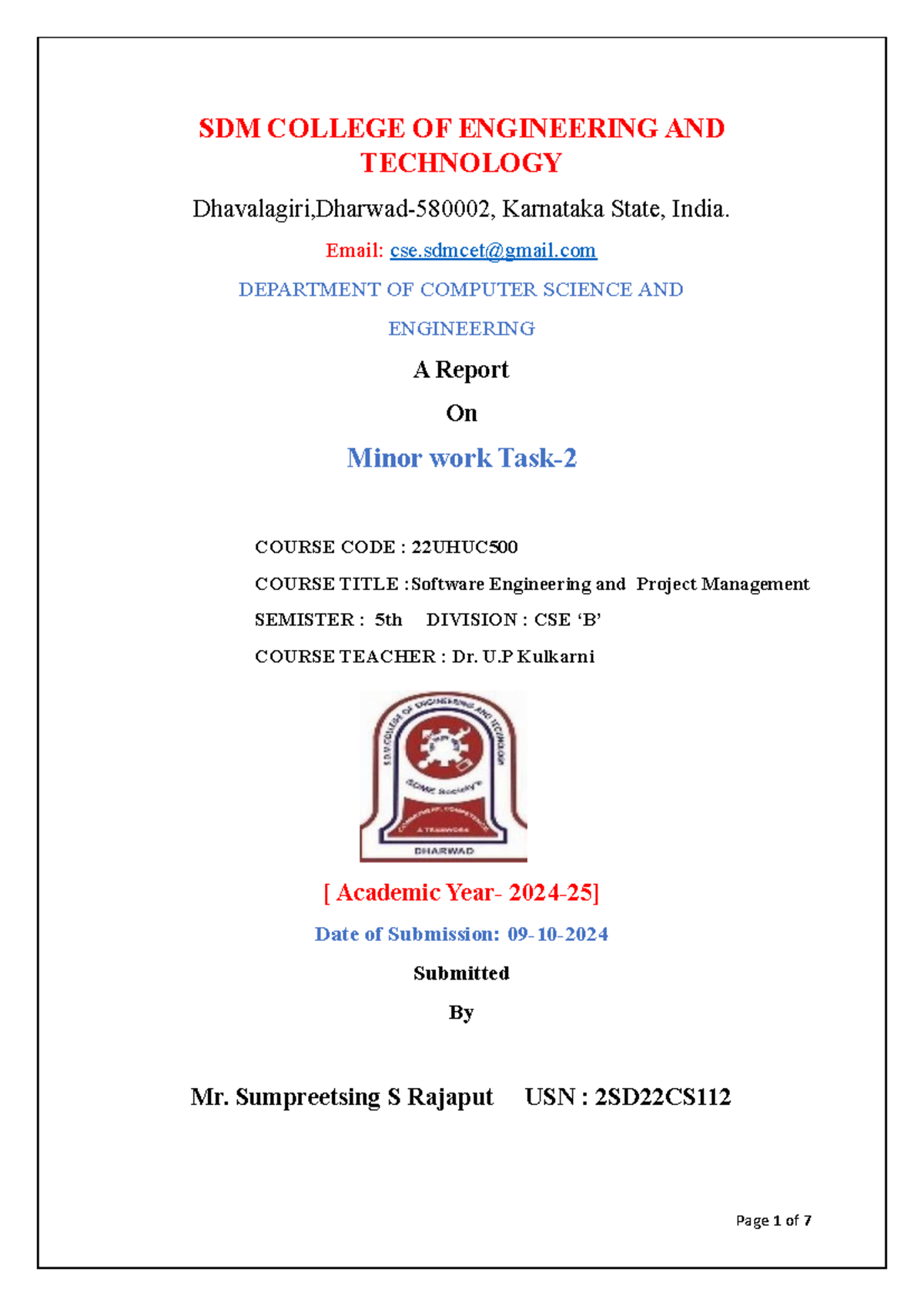 TASK-2 - ntg - SDM COLLEGE OF ENGINEERING AND TECHNOLOGY Dhavalagiri ...