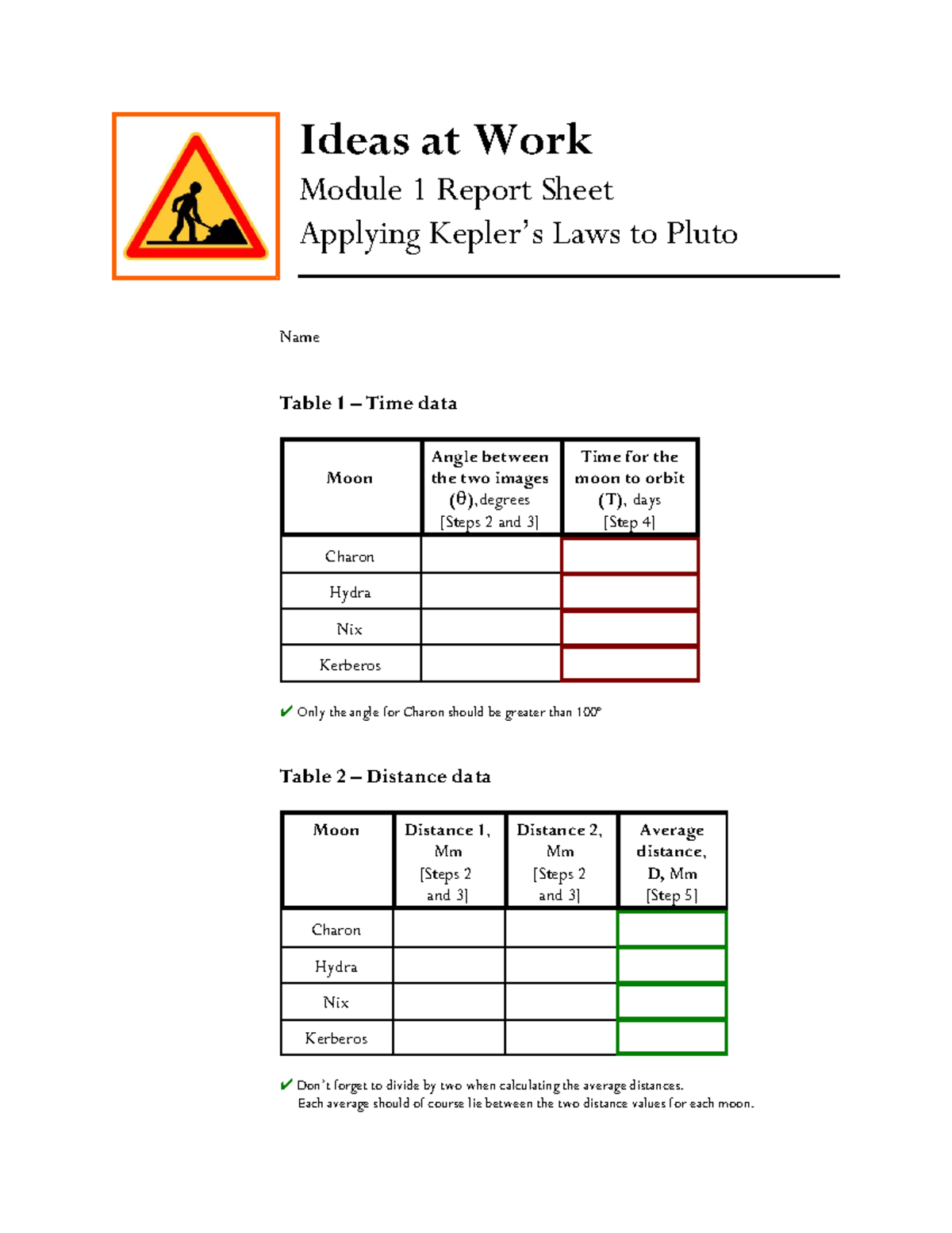 Report Sheet Module 1 v7 - Ideas at Work Module 1 Report Sheet Applying ...