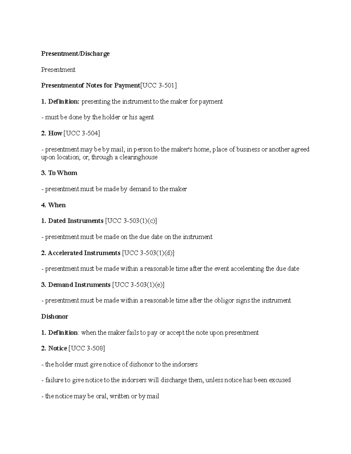 Presentment - module - Presentment Presentmentof Notes for 1 ...