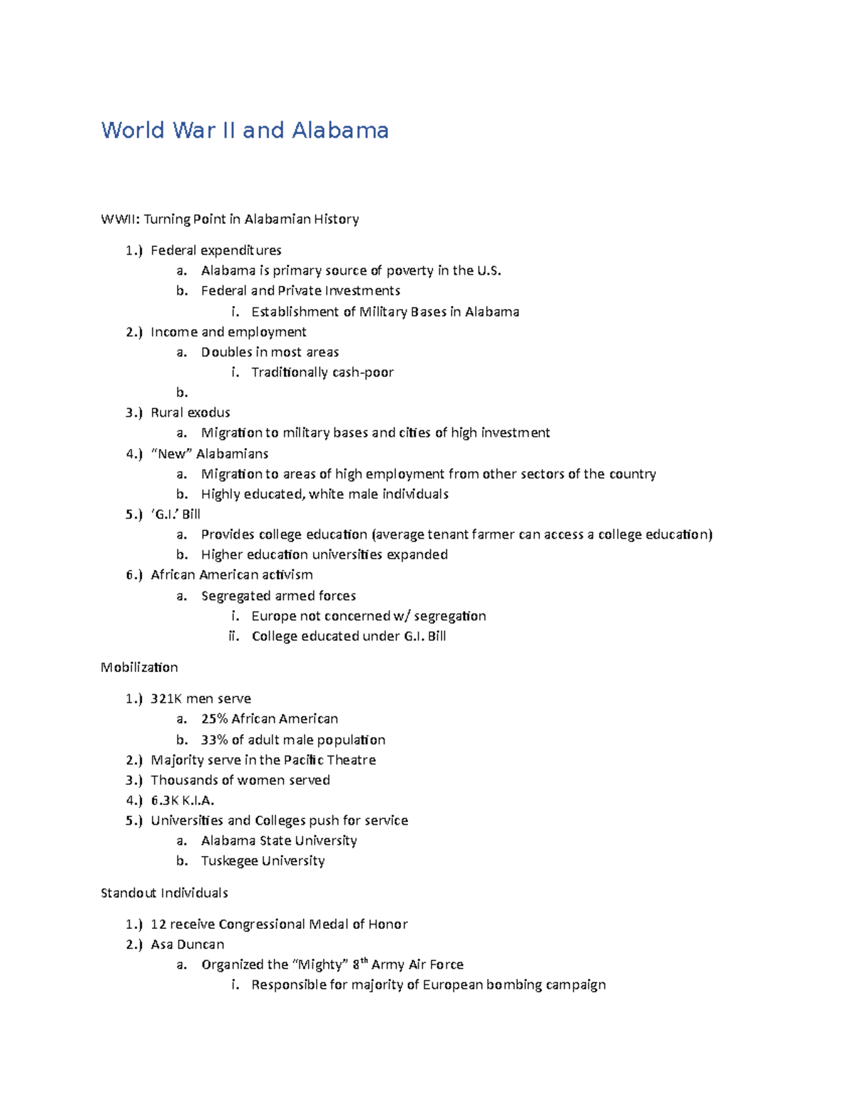 April 7- Discussion and Notes - World War II and Alabama WWII: Turning ...