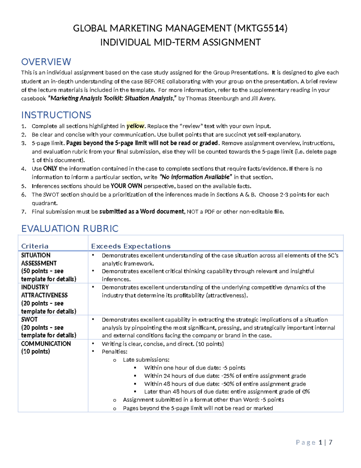 W24 MKTG5514 Midterm Assignment Instructions and Template - GLOBAL ...
