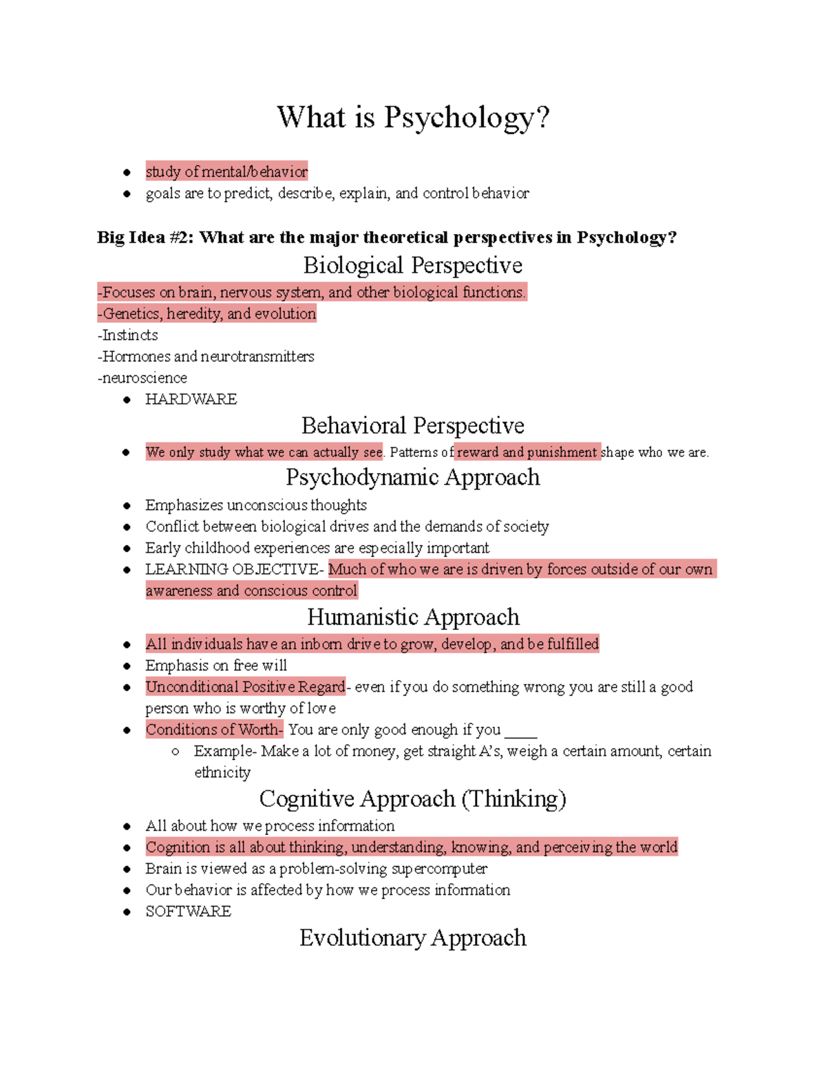 What is Psychology - Lecture notes 2 - What is Psychology? study of ...