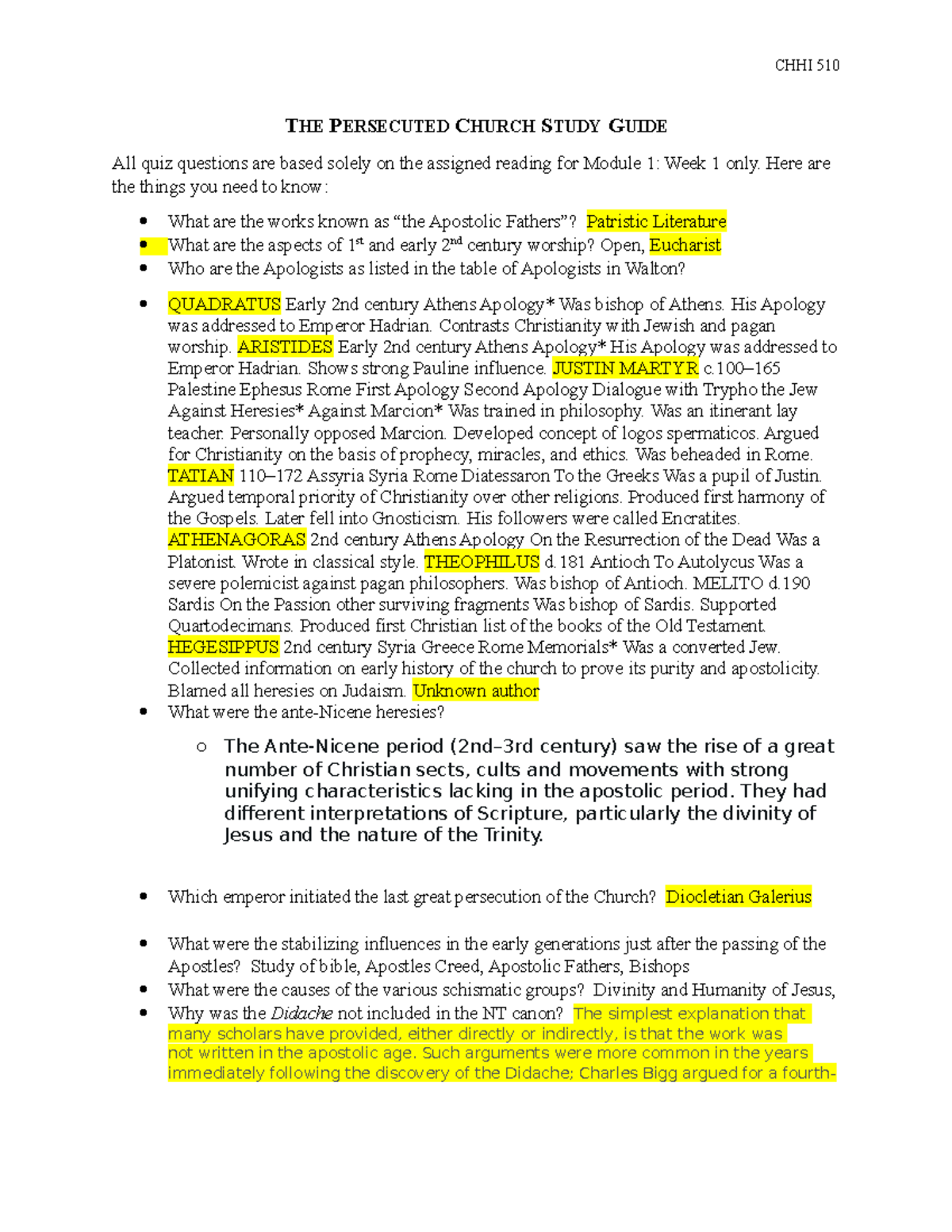 The Persecuted Church Study Guide - THE PERSECUTED CHURCH STUDY GUIDE ...